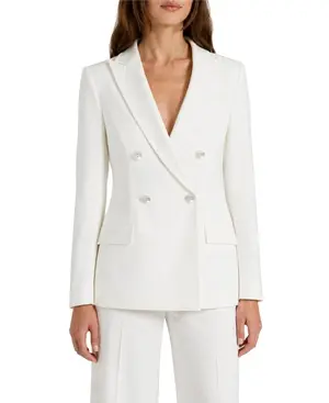 Santorelli Caryn Double-breasted Blazer In Cotton Stretch
