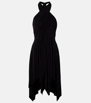 Norma Kamali Draped Halterneck Jersey Minidress - Black