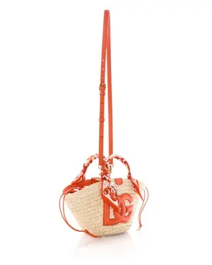 Dolce & Gabbana Woven Tote Bag With Leather Appliqué And Printed Scarf