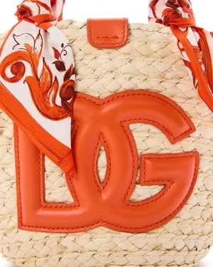 Dolce & Gabbana Woven Tote Bag With Leather Appliqué And Printed Scarf