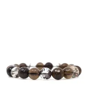 SHAR OKE Bronzite, Smoky Quartz & Lodolite Bead Bracelet - Brown