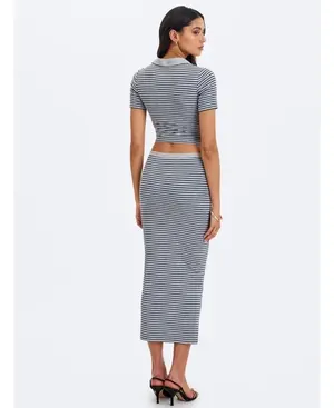 MISS CIRCLE NEW YORK Westley Lyocell Jersey Striped Polo Cropped Top