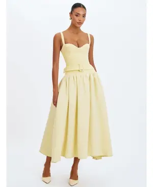 MISS CIRCLE NEW YORK Sweetheart Belted Midi Dress
