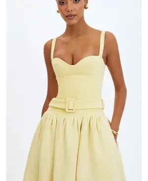 MISS CIRCLE NEW YORK Sweetheart Belted Midi Dress