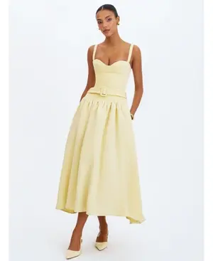 MISS CIRCLE NEW YORK Sweetheart Belted Midi Dress
