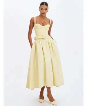 MISS CIRCLE NEW YORK Sweetheart Belted Midi Dress