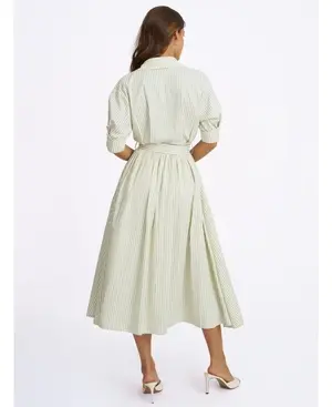 MISS CIRCLE NEW YORK Danica Poplin Striped Midi Shirt Dress