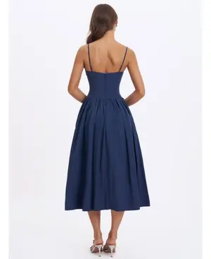 MISS CIRCLE NEW YORK Ailani Taffeta Smocked Midi Dress
