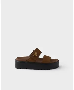 Prada Nubuck Platform Slides