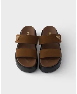 Prada Nubuck Platform Slides