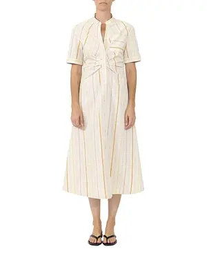 CALLAS MILANO Callas Milano Short Sleeve Shirtdress With Plaid Print Nat/pink/yellow