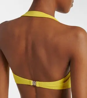 Norma Kamali Bill Ruched Halterneck Bikini Top - Yellow