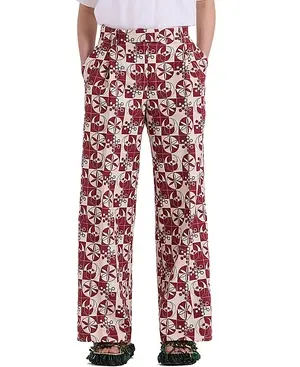 La DoubleJ Printed Loose Wide Leg Pants - Eclipse Bordeaux