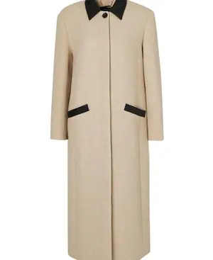 Karen Millen Wool Pu Mix Tailored Midi Coat