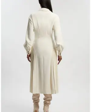 Karen Millen Tailored Crepe Belted Pleated Midi Dress
