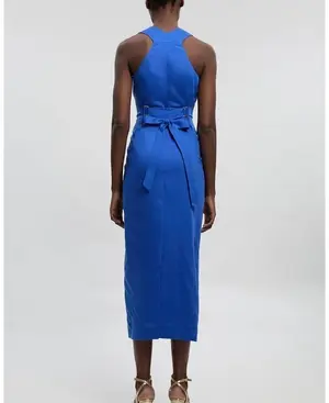Karen Millen Tailored Linen Corset Back Midi Dress