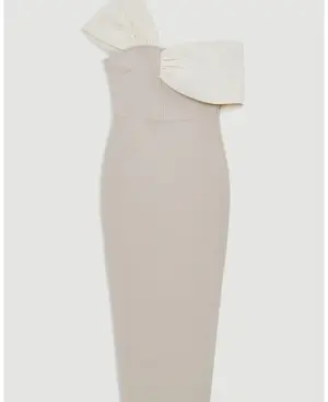 Karen Millen Asymmetric Strap Knit Midi Dress