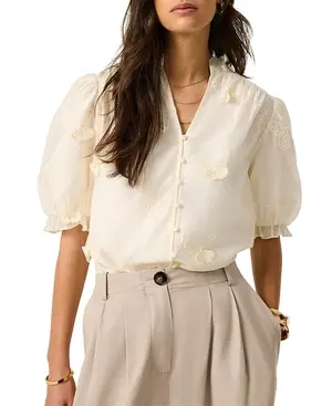 Mint Velvet Butterfly Applique Blouse - White