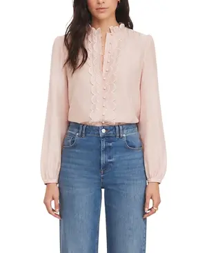 Mint Velvet Embroidered Ruffle Blouse