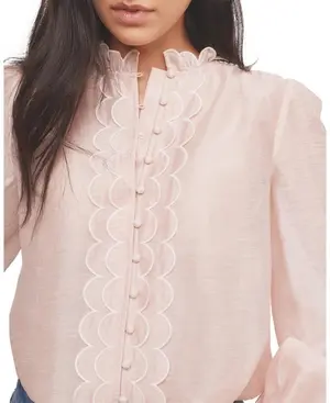 Mint Velvet Embroidered Ruffle Blouse