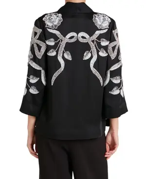 TEMPERLEY LONDON Lana Embroidered Crepe Satin Jacket