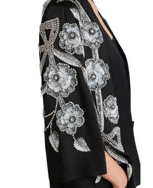 TEMPERLEY LONDON Lana Embroidered Crepe Satin Jacket