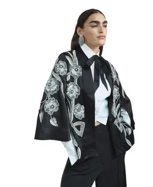 TEMPERLEY LONDON Lana Embroidered Crepe Satin Jacket