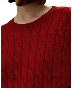Lilysilk Ultrafine Merino Wool Cable Knit Crewneck Sweater