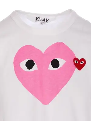 Play Comme Des Garcon Cotton T-shirt With Logo - Pink