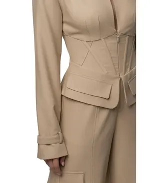 JLUXLABEL Day Off Cargo Jumpsuit With Corset Bodice And Wide-leg Pants