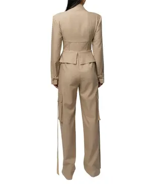 JLUXLABEL Day Off Cargo Jumpsuit With Corset Bodice And Wide-leg Pants