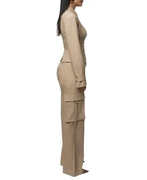 JLUXLABEL Day Off Cargo Jumpsuit With Corset Bodice And Wide-leg Pants