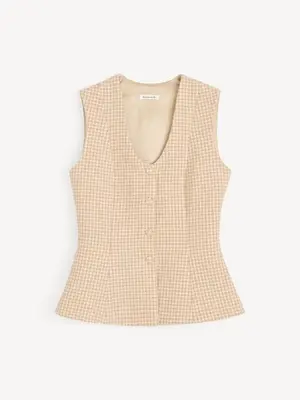 BY MALENE BIRGER Merlin Boucle Waistcoat - Beige Houndstooth
