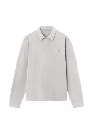 Stone Island 2200004 Organic Cotton Jersey Crepe Ghost Slim-fit Long-sleeve Polo With Tonal Compass Patch - Neutrals