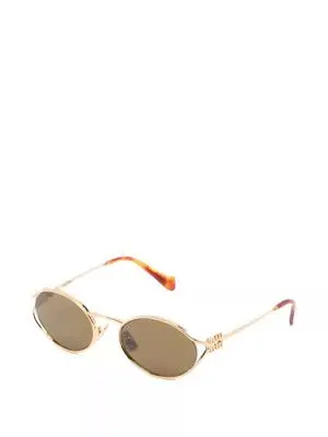Miu Miu Logo Plaque Oval-frame Sunglasses