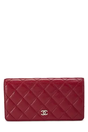 Chanel Quilted Caviar Classic Long Yen Wallet - Red
