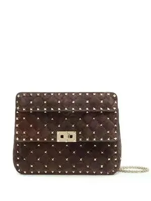 Valentino Garavani Rockstud Spike Suede Bag - Brown