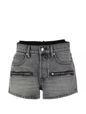 Alexander Wang Layered Waistband Zip-detail Shorts - Grey