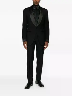 CARLO PIGNATELLI Classic-collar Concealed-placket Shirt - Black