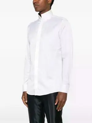 CARLO PIGNATELLI Embroidered-collar Concealed-fastening Shirt
