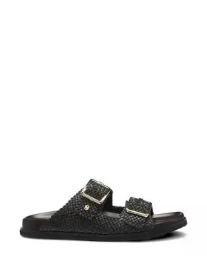 BOSS Buckle Woven Leather Sandals