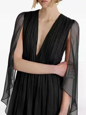 Alberta Ferretti V-neck Silk Dress - Black