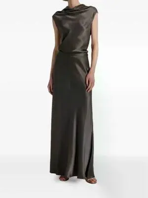 Alberta Ferretti Satin Cowl Neck Sleeveless Top