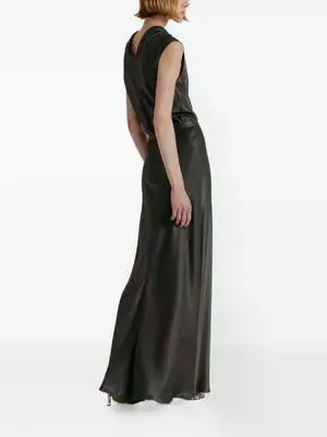 Alberta Ferretti Satin Cowl Neck Sleeveless Top