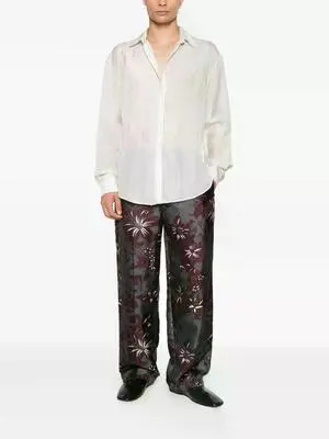 Gucci Floral Print Silk Trousers