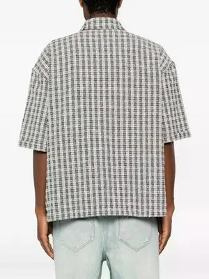 NAHMIAS Check-pattern Short-sleeve Cropped Cotton Shirt