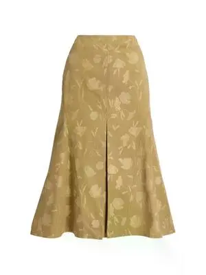 Erdem Poppy Jacquard Fluted Skirt - Neutrals