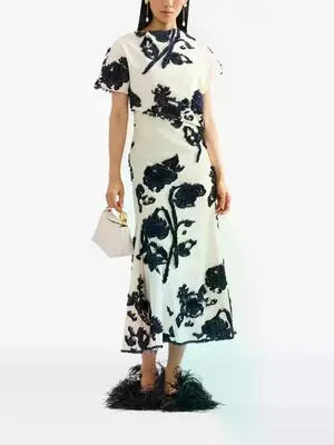 Erdem Fil Coupé Floral Dress - Neutrals
