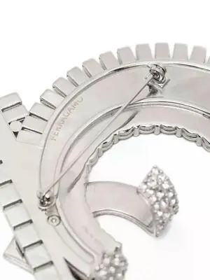 FERRAGAMO Crystal-embellished Gancini Brooch