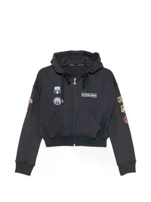 MARINE SERRE Patch Detail Zip-up Hoodie - Blue